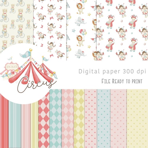 Circus Digital Paper Circus Party Background Wallpaper - Etsy