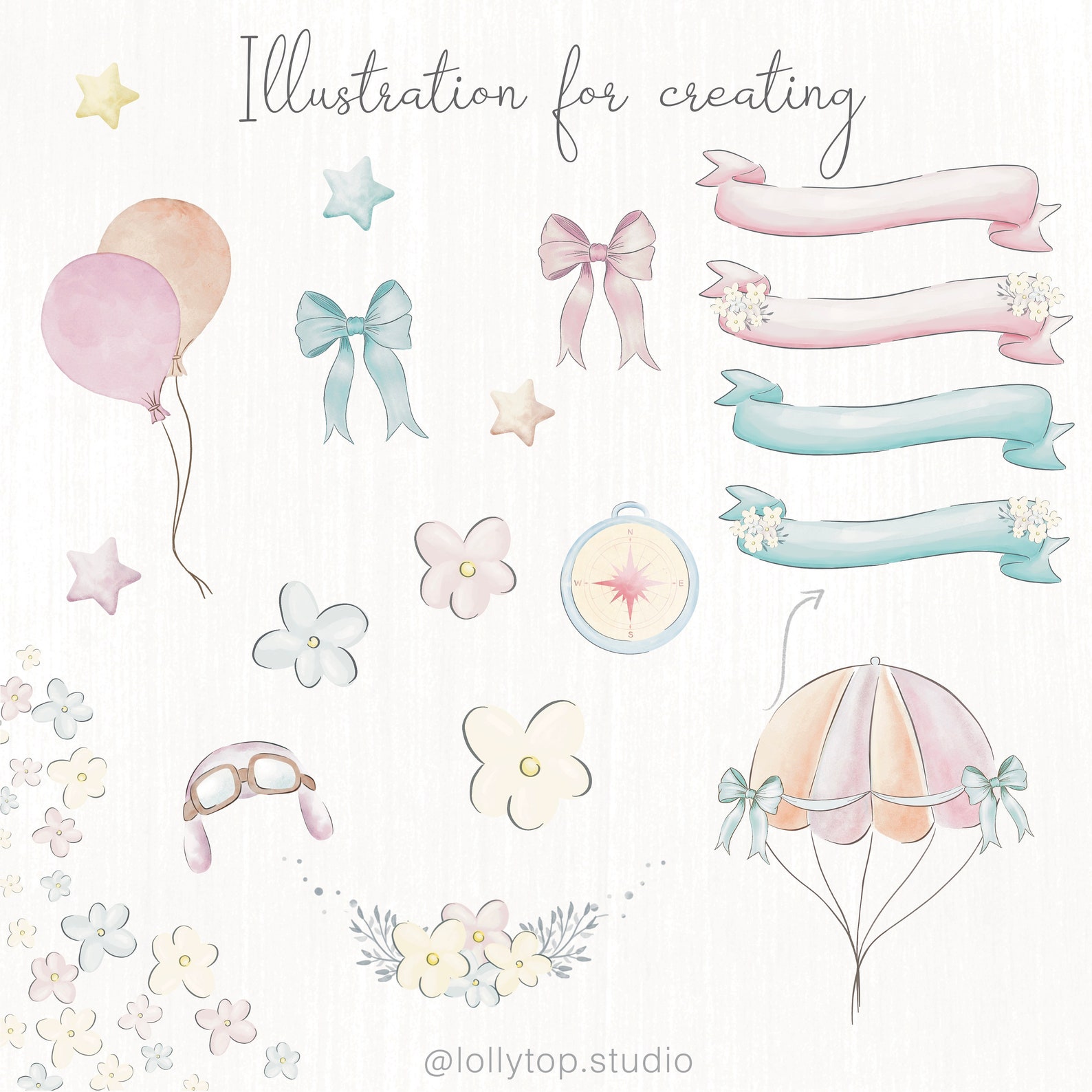 Time Flies Pink Aviator Bear Hot Air Balloon Digital - Etsy