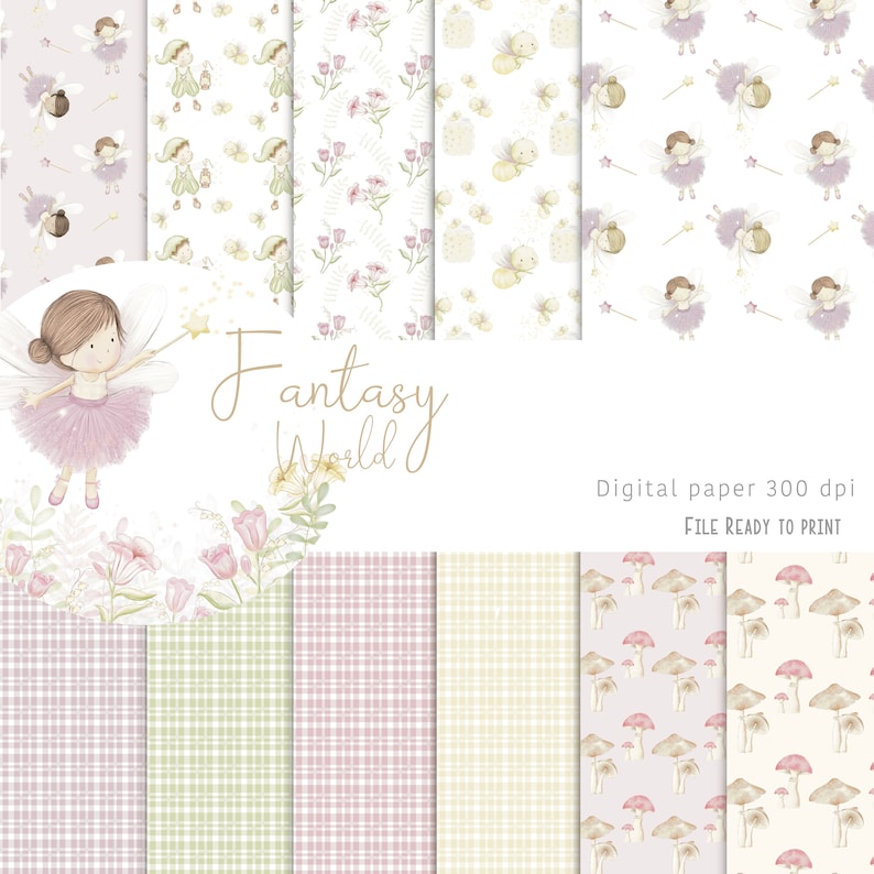 Fantasy World - Fairy Garden Digital Paper - Etsy