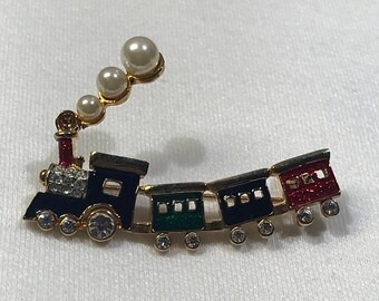 Christmas Train Brooch - Etsy