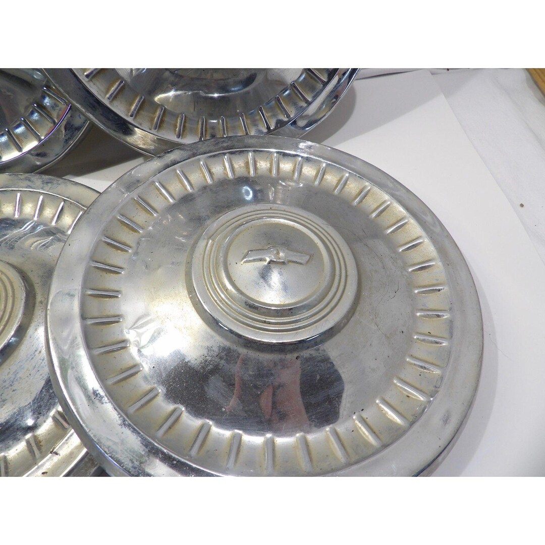 Vintage Retro Chevrolet Hubcap Set, 4 Pcs, Chrome Metal, 9.5", 1960s - Etsy