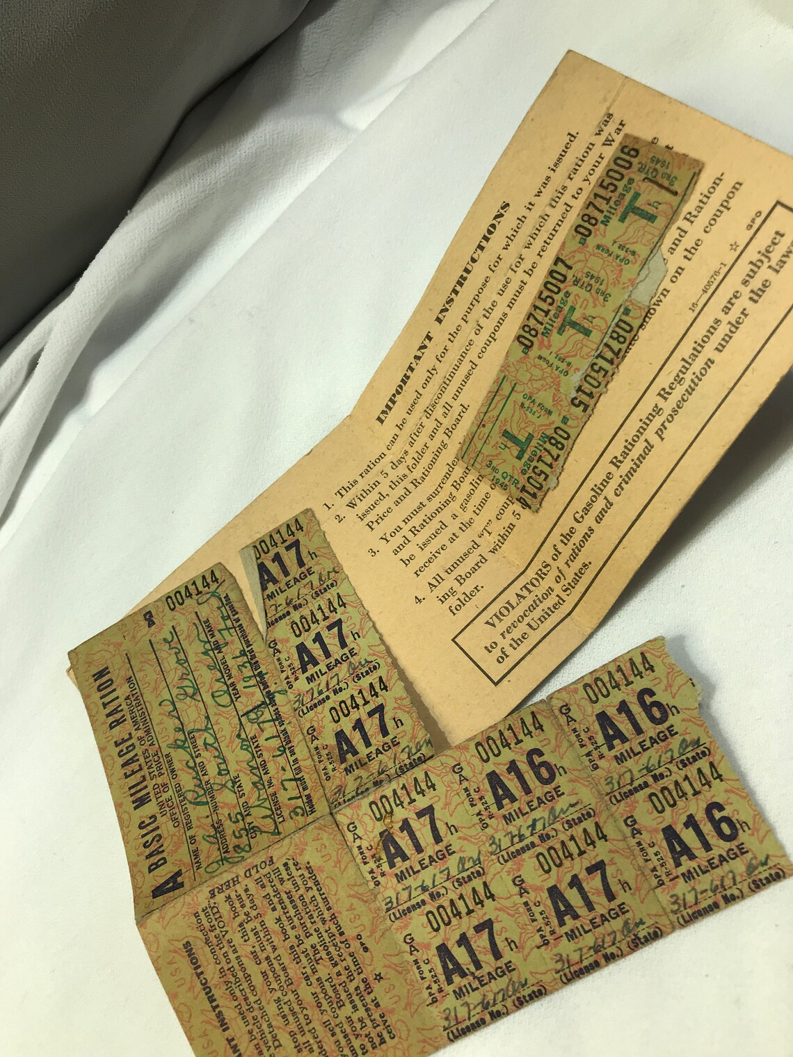 Mileage ration card from 1945 WW2 gas ration card antique | Etsy