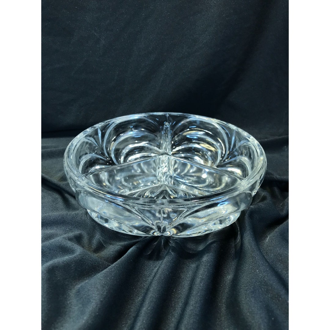 Cut Glass Divided Condiment Dish, Round Serving Bowl - Etsy