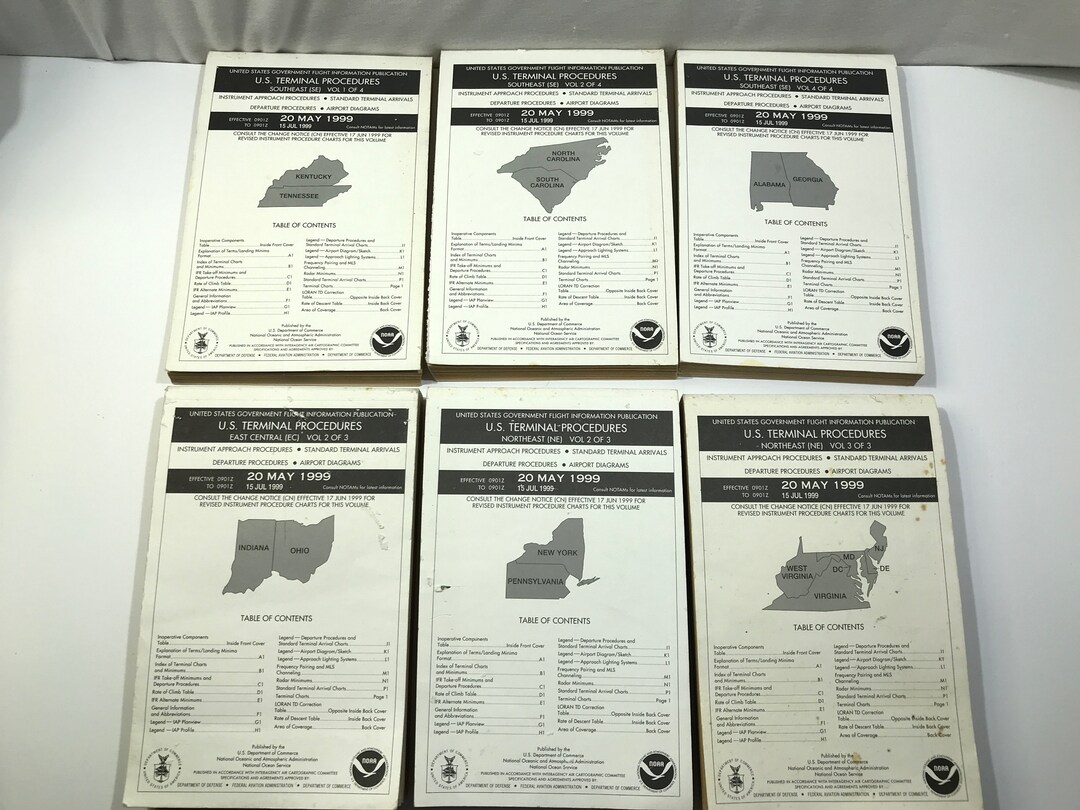 Vintage Pilot Aviation Map Chart Book, U. S. Terminal Procedures ...