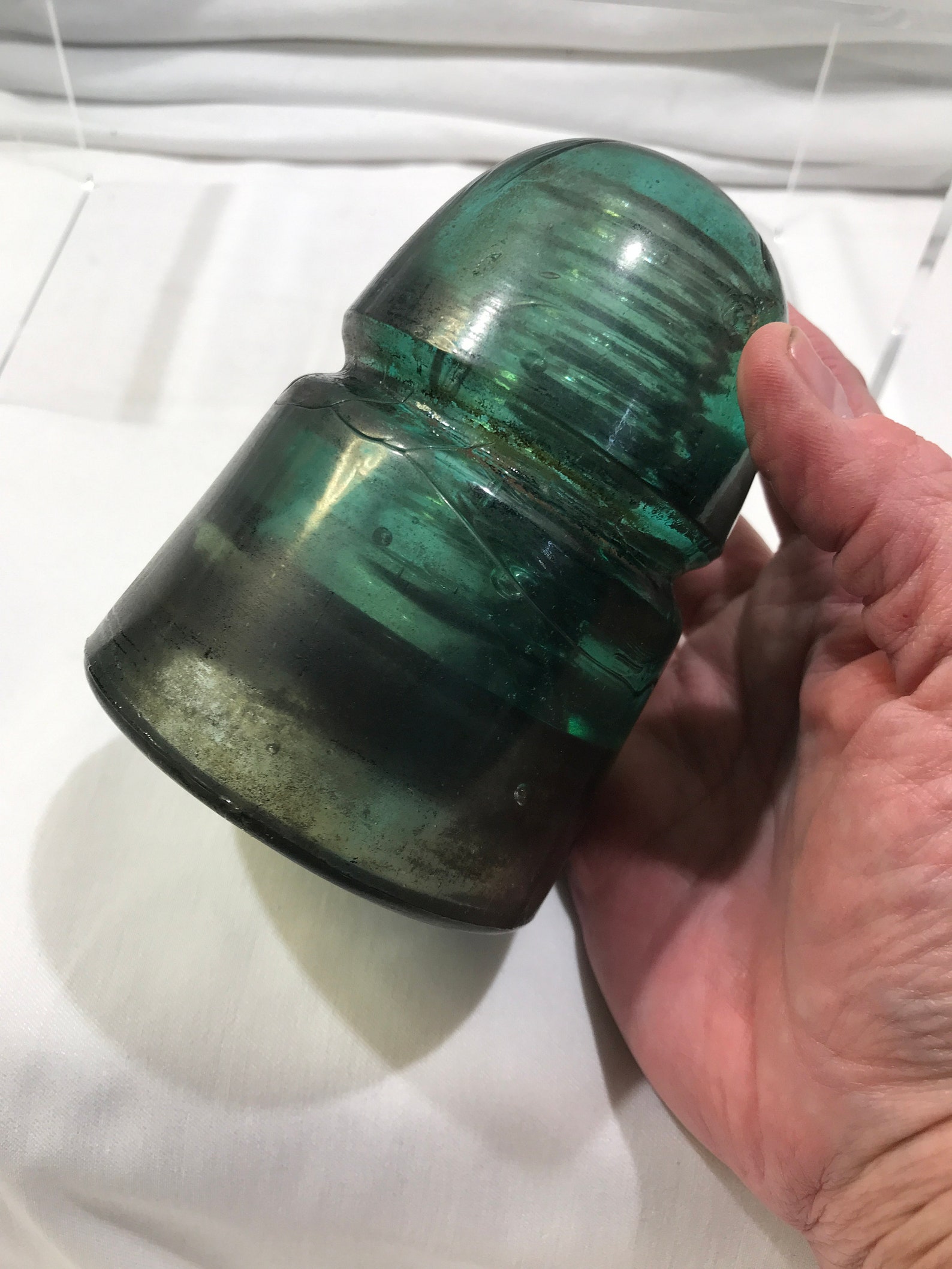 Glass Insulators Heavy Clear Dark Green Glass Vintage Set - Etsy