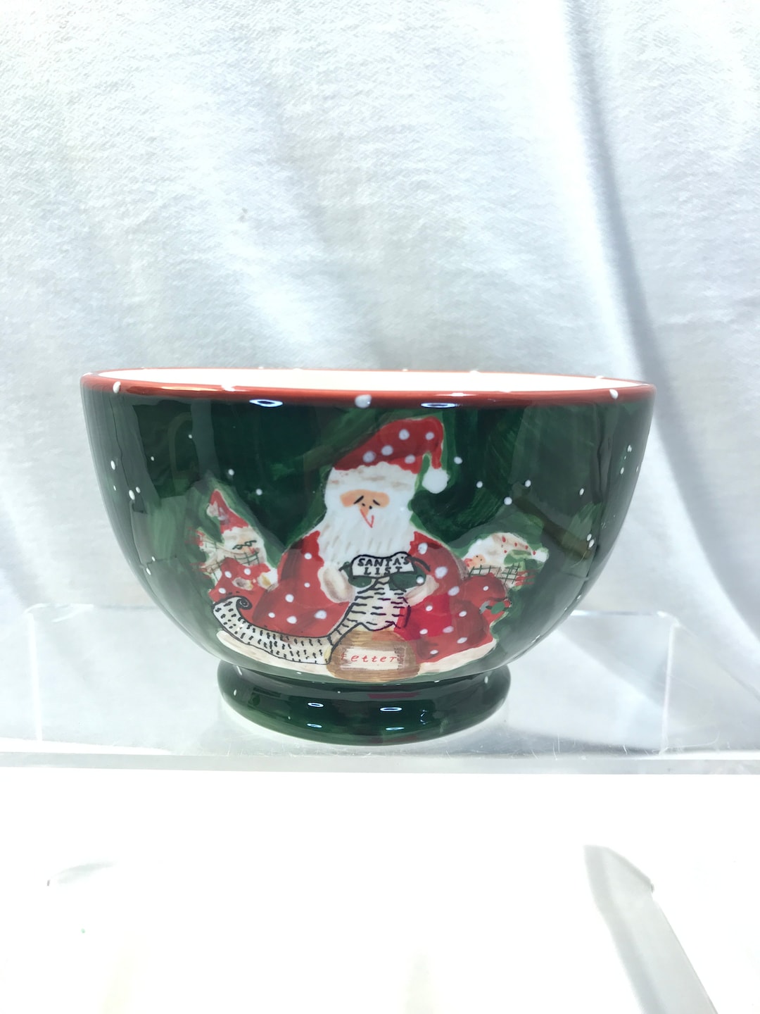 Santa Mates by Noble Excellence Christmas Holiday Bowl, Earthenware ...