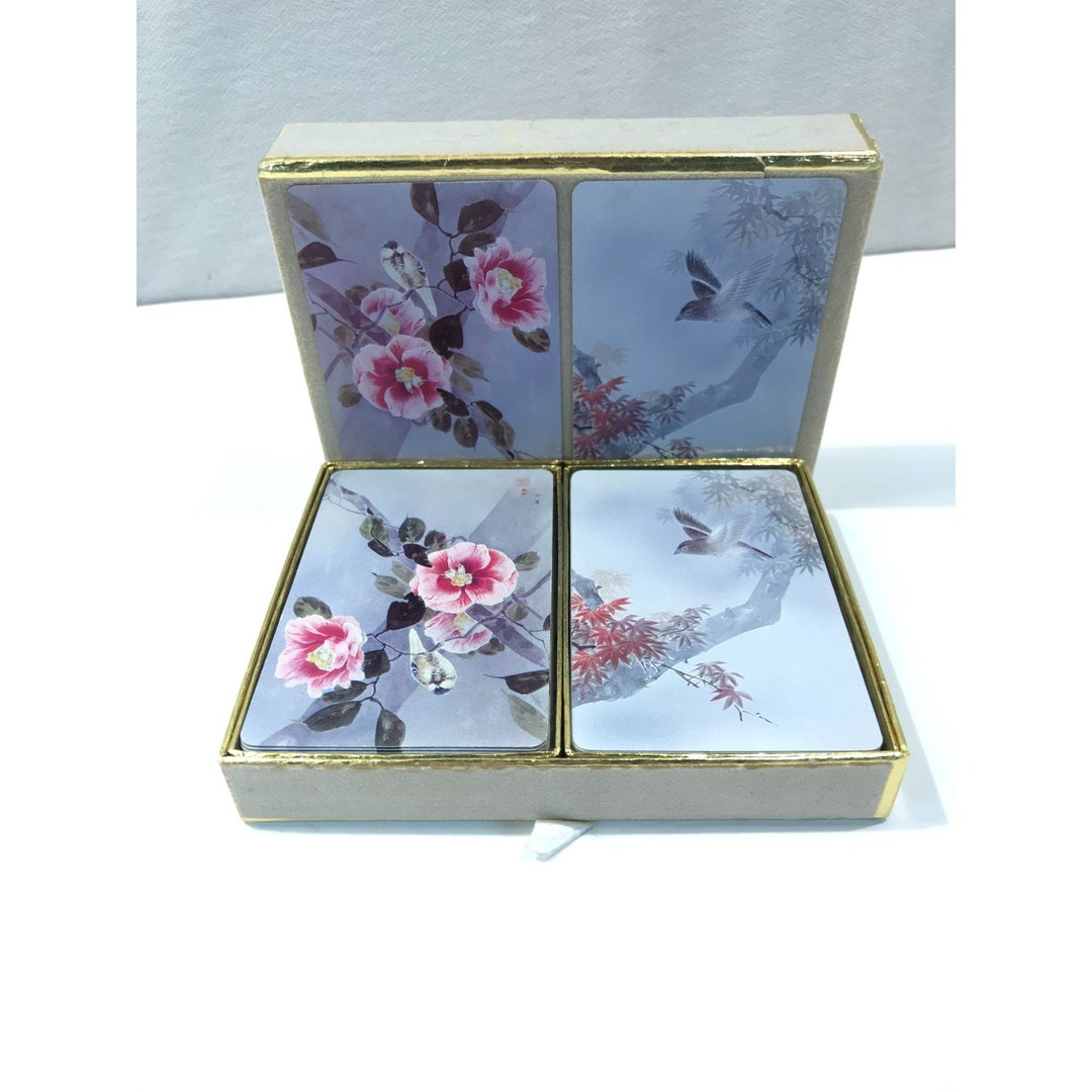 Vintage Congress Playing Cards in Velvet Case, Pink Floral Design ...