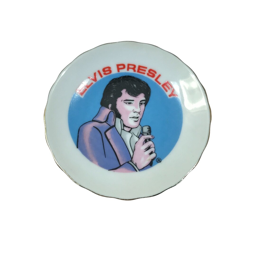 Vintage Elvis Presley Collector Plate, Small 3.5 Gold Rim Elvis ...