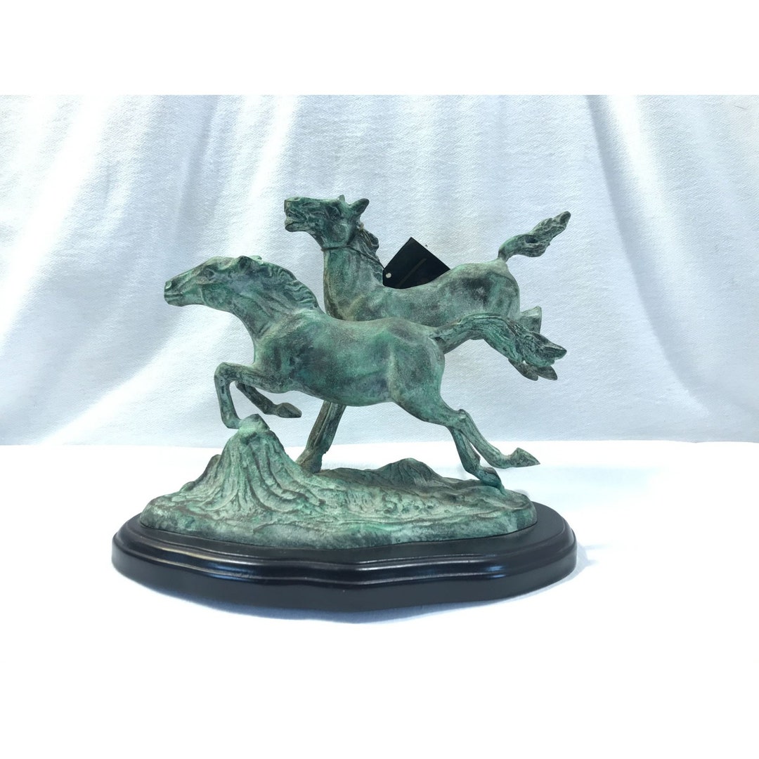 Toyo Verdigris Bronze Wild Horses Statue, Nature's Bounty Collection ...