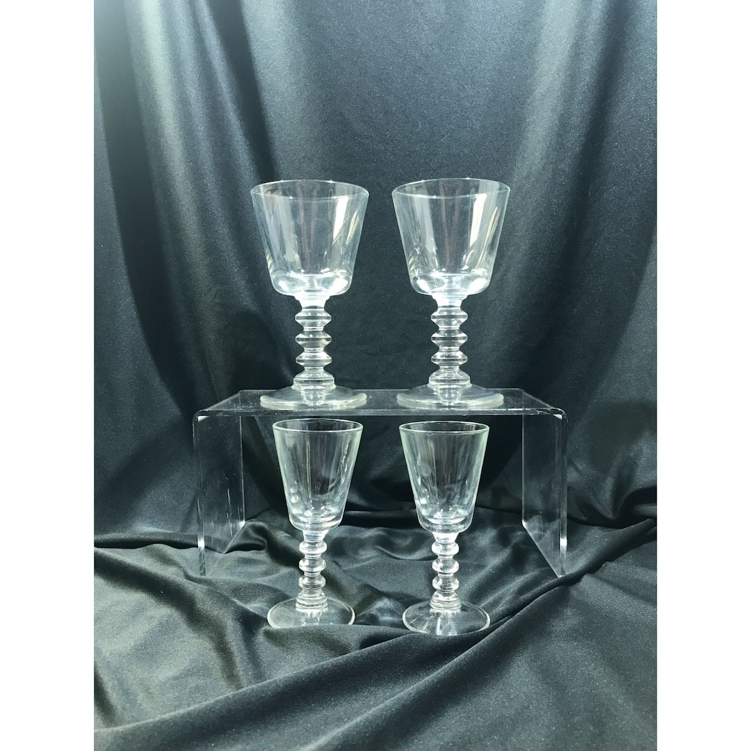 Clear Glass Wine Glass Goblet Stemware Set, Wine and Sherry Set of 4 ...