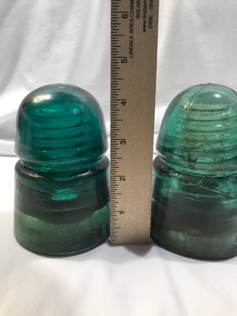 Glass Insulators Heavy Clear Dark Green Glass Vintage Set - Etsy
