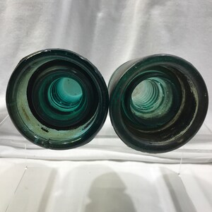 Glass Insulators Heavy Clear Dark Green Glass Vintage Set - Etsy