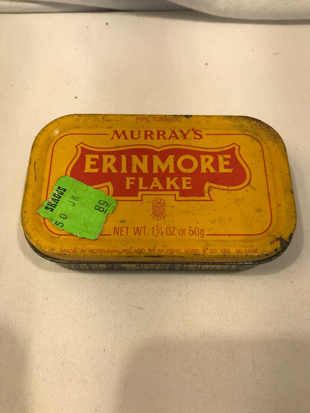 Vintage Collectible Tin, Erinmore Flake Tobacco Box, Small Red Yellow ...