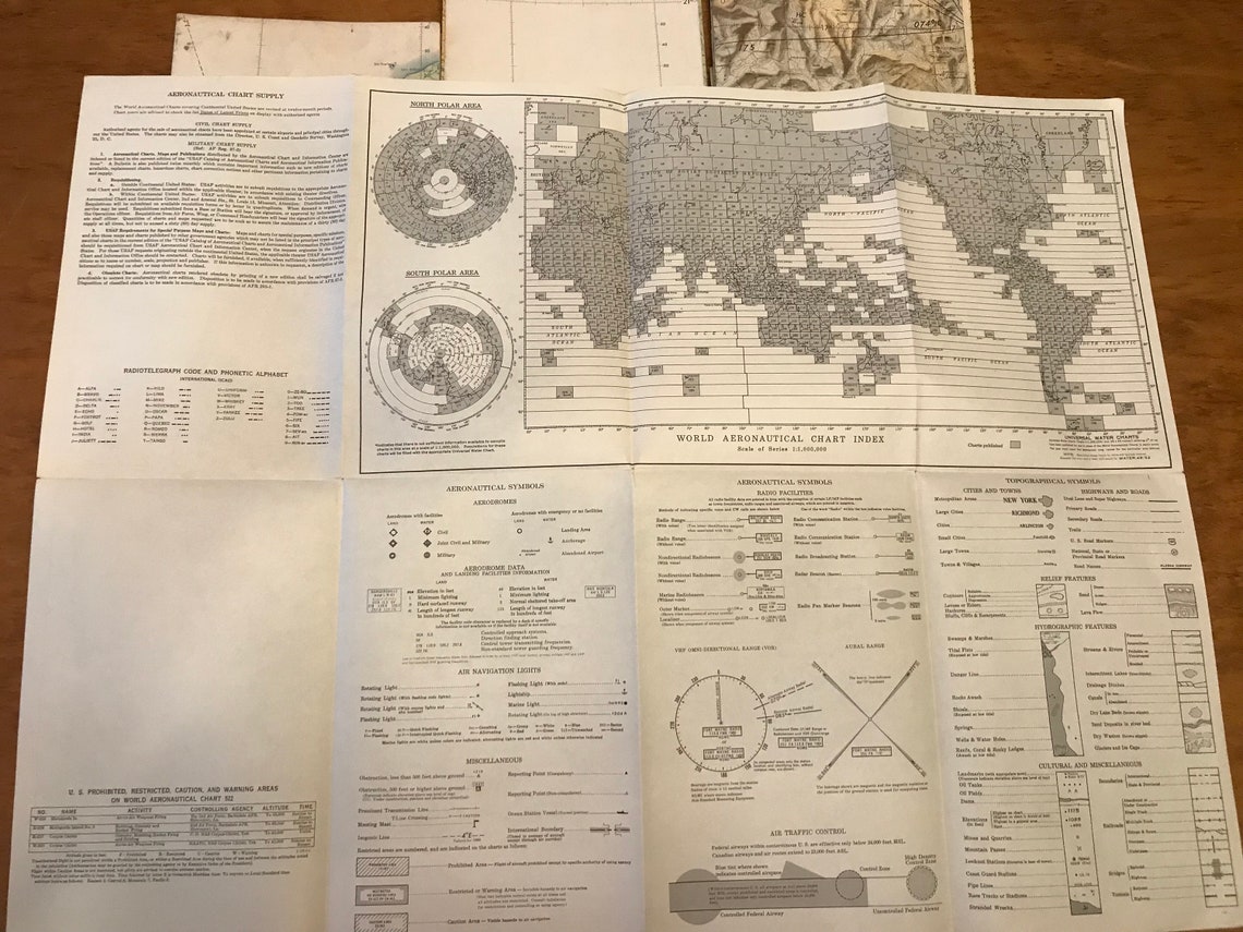 Vintage Aeronautical Chart 1950s 1960s Era Flight Map Charts - Etsy