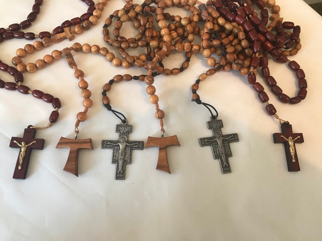 Rosary With Crucifix, Wood, Metal Crucifix, Rosary Beads, Tau Crucifix ...
