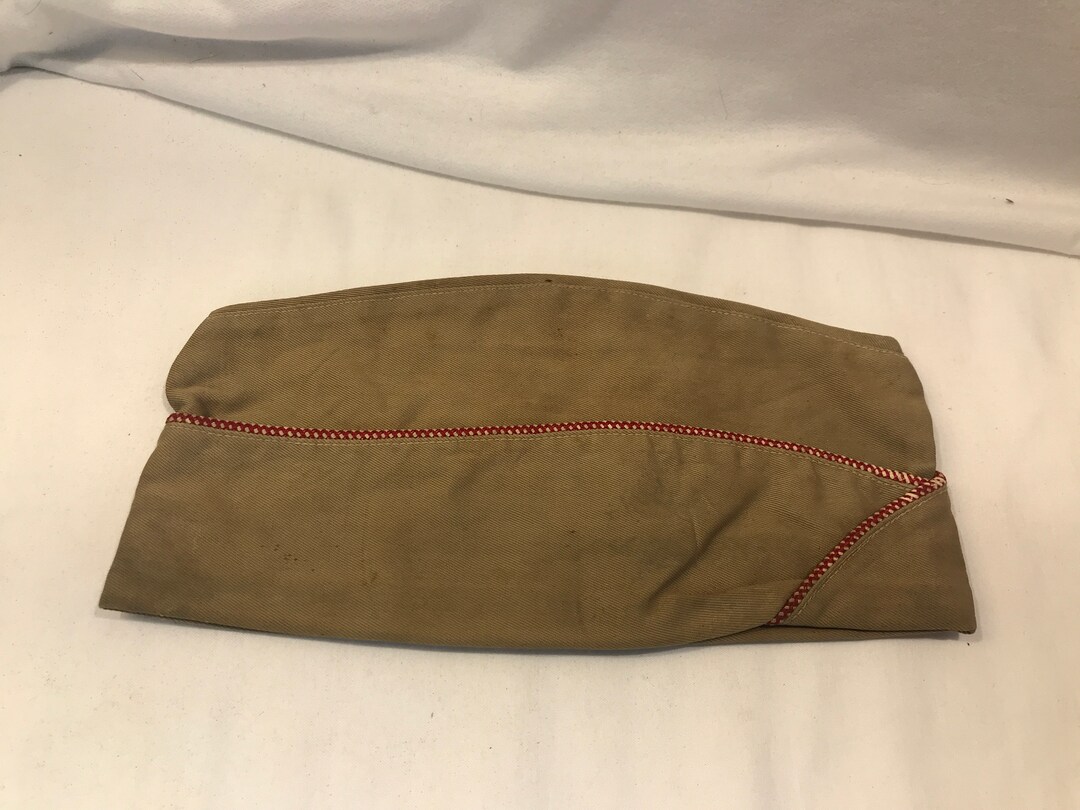 WW2 Garrison Cap, Vintage Military Official Uniform Cap, Beige Brown ...