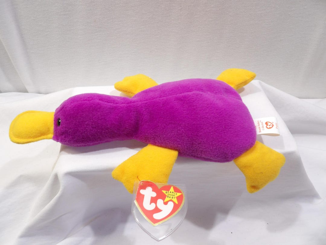 Ty Beanie Baby, Patti the Platypus, 1993 Plush Toy, Purple Yellow, PVC ...