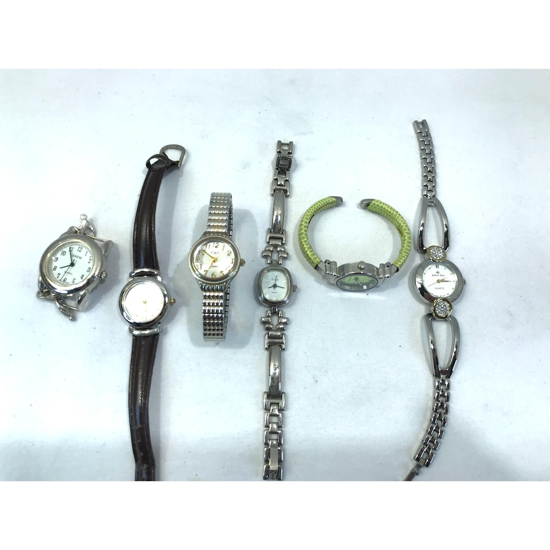 Vintage Watch Lot, 6 Non-working Watches, Geneva, Polini, Bella Rose ...