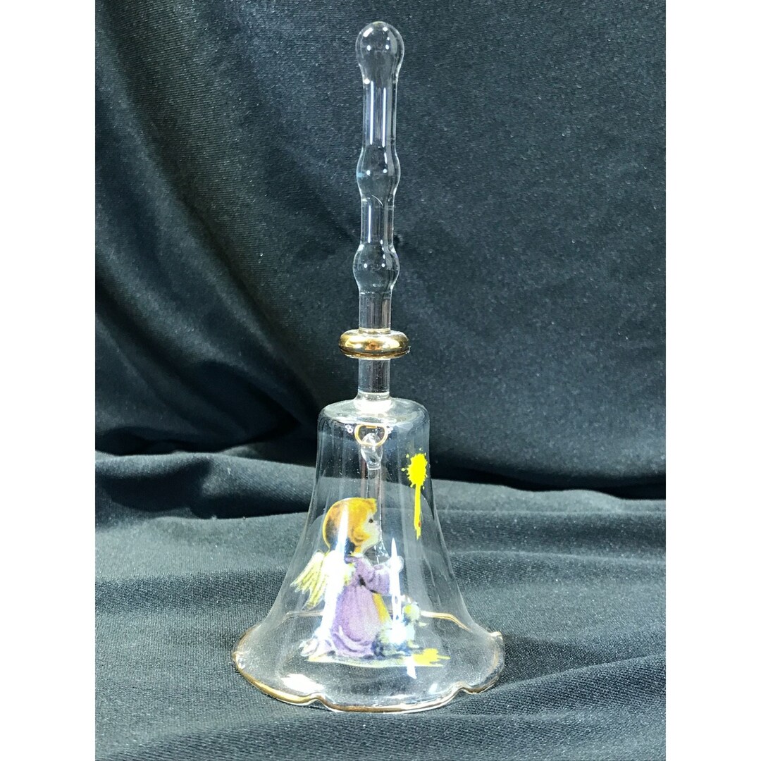 Clear Glass Bell With Angel Gold Trim, 5 Tall - Etsy