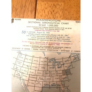 Vintage Aeronautical Sectional Chart, 1991 Washington Pilot Chart Map ...