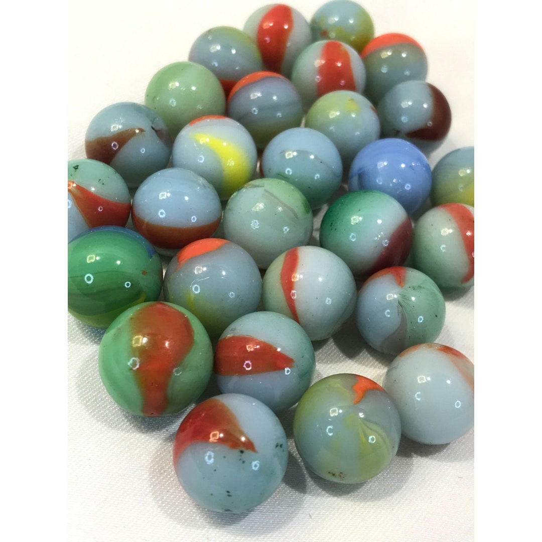 Vintage Marble Lot, Ox Blood White and Green Opaque Dark Swirl Ribbon ...