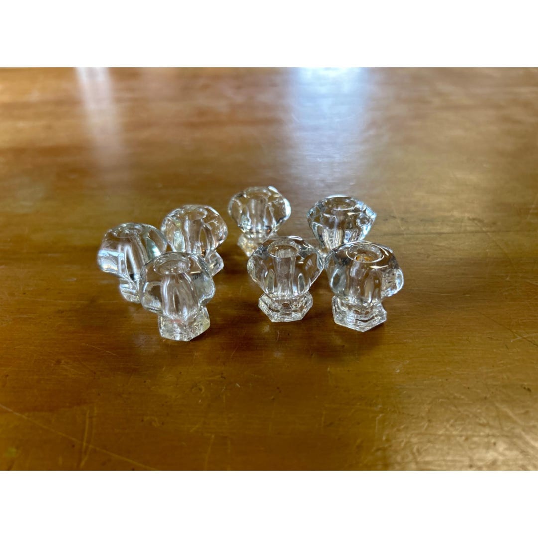 Vintage Glass Drawer Pulls, Set of 7 Clear Glass 1H - Etsy