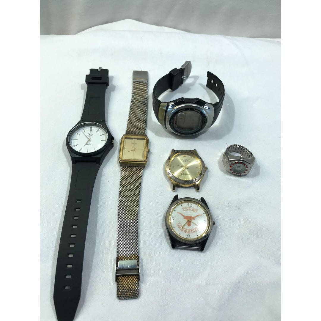 Vintage Watch Lot, 6 Non-working Watches, Swanson, Casio, Seiko, Q&Q ...