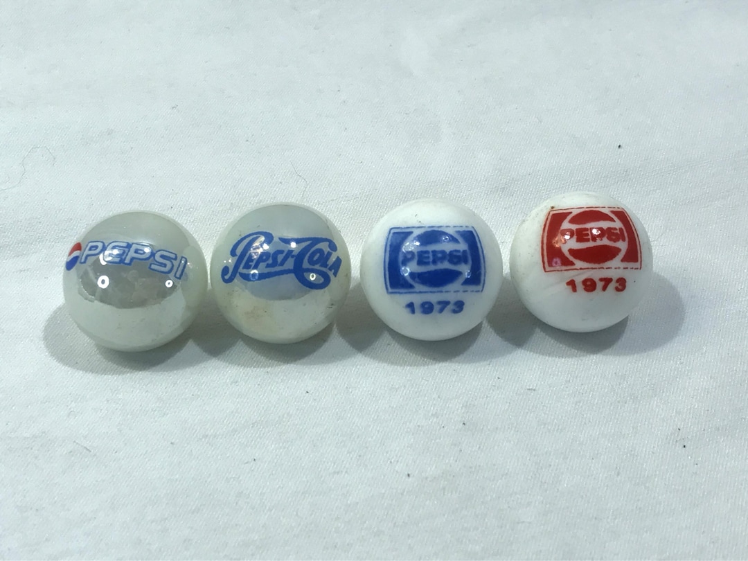 Pepsi Logo Collectible Marble, Pepsi Cola, Red Blue Square, 1973, White ...