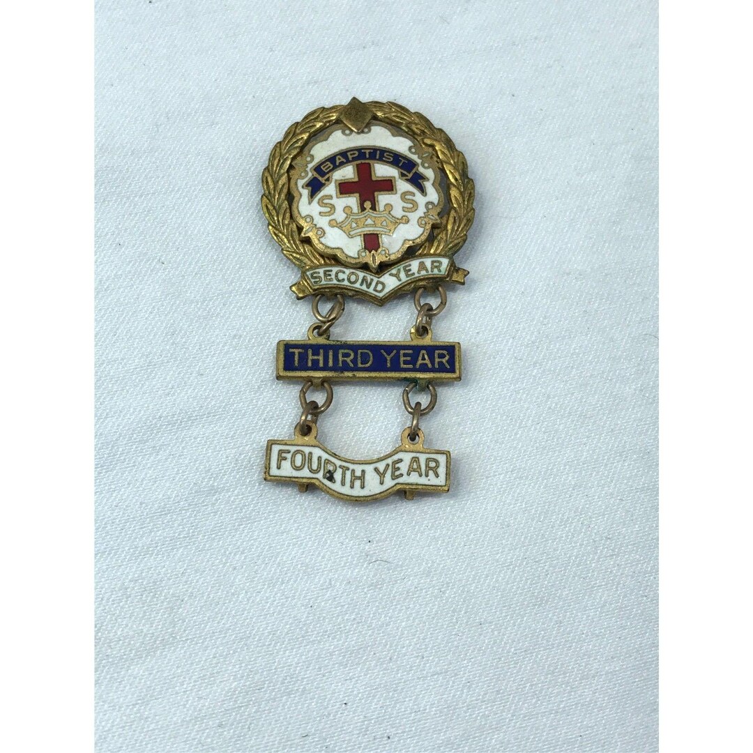 Vintage SS Sunday School Baptist Cross Pin Award, Attendance Award - Etsy