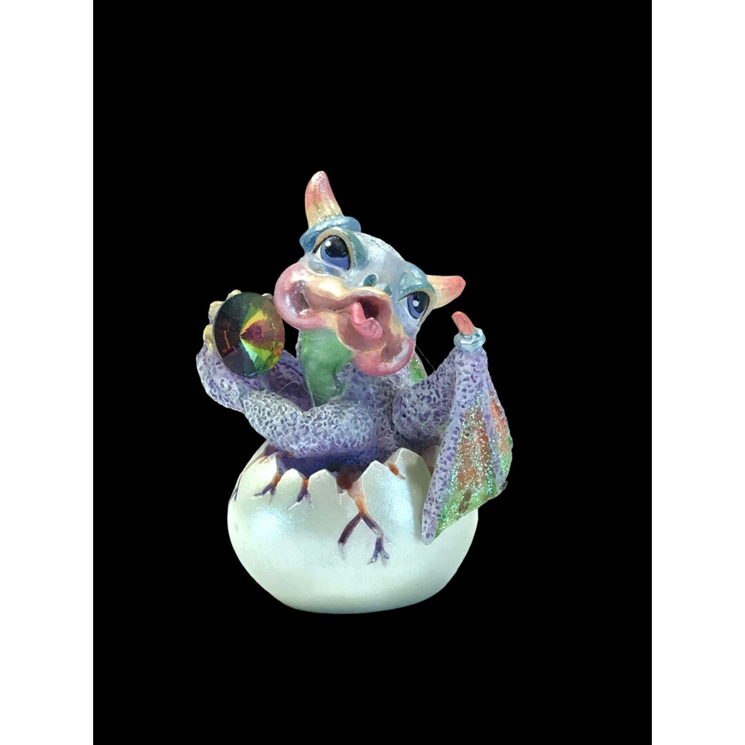 Franklin Mint Mood Dragon, Naughty, Small Dragon With Green Gemstone ...