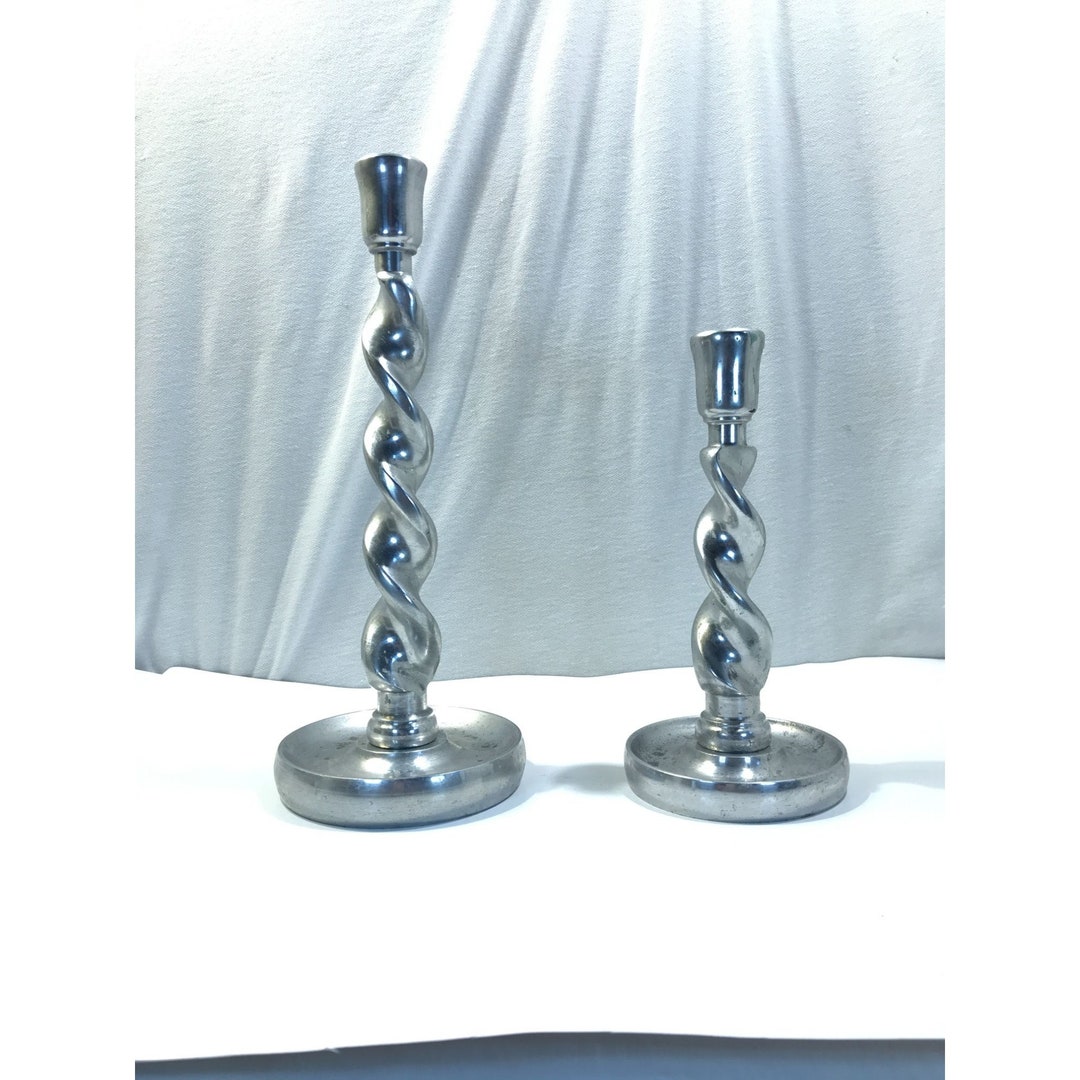 Arthur Court 1987 Aluminum Twisted Candlestick Set, 12 and 9 Single ...
