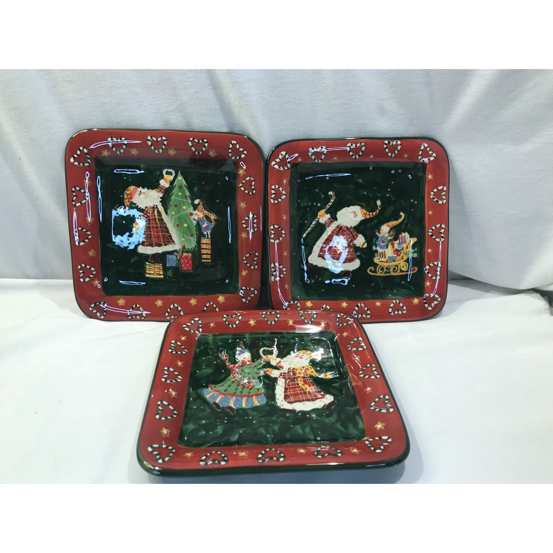 Square Christmas Plate Set of 4, Santa Mates by Noble Excellence ...