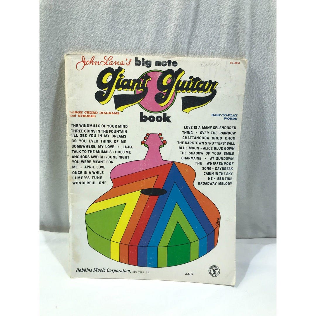 John Lane's Big Note Giant Guitar Book, Easy to Play Song Sheet Music ...