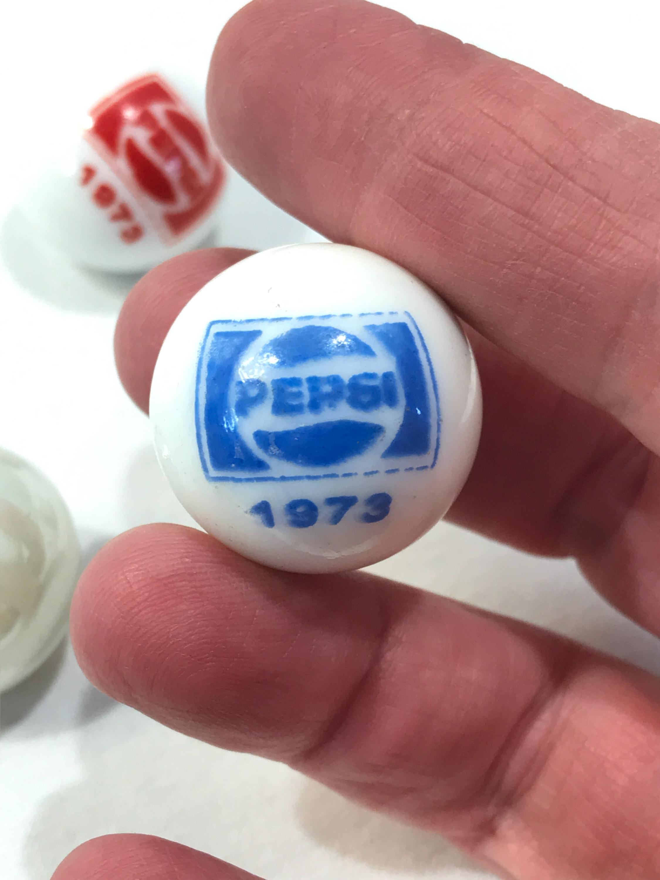 Pepsi Logo Collectible Marble, Pepsi Cola, Red Blue Square, 1973, White ...