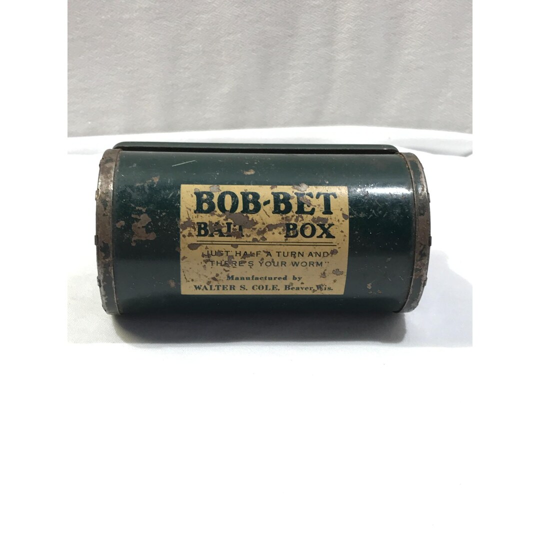 Vintage Bob-bet Bait Box, Walter S Cole Beaver, Wis. Metal Belt Worm ...
