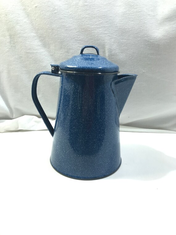 Camp Coffee Pot Blue Enamelware Kettle Speckled Enamel - Etsy Australia