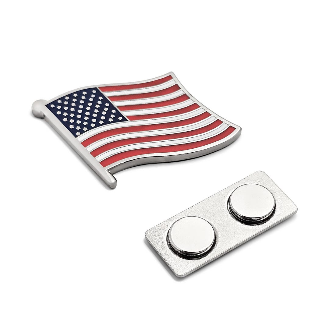 Extra Large American USA Flag Enamel Lapel Pin With Magnetic Backing ...