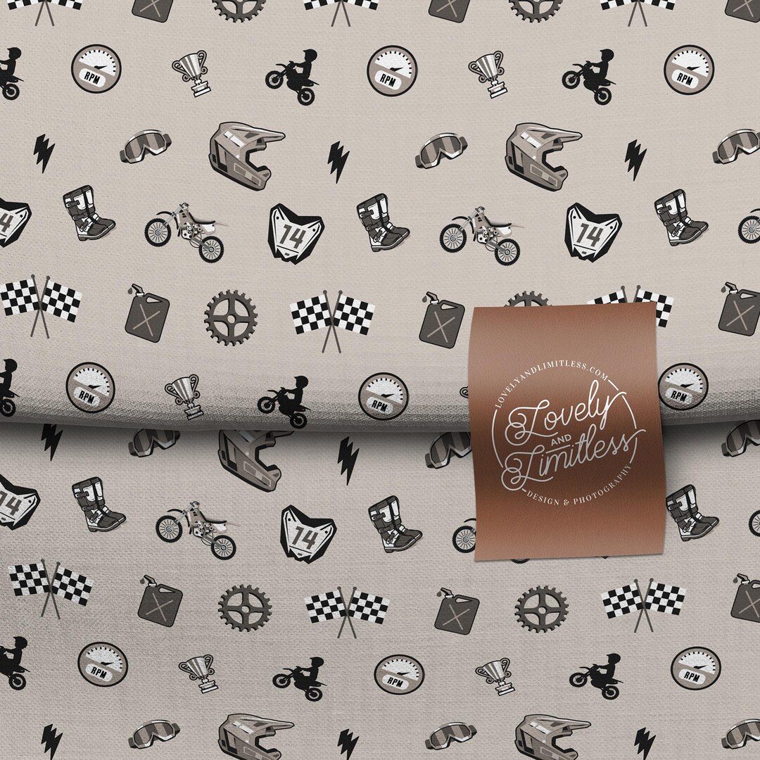 Dirt Bike Cotton Fabric, Beige Neutral Motocross Design - Etsy