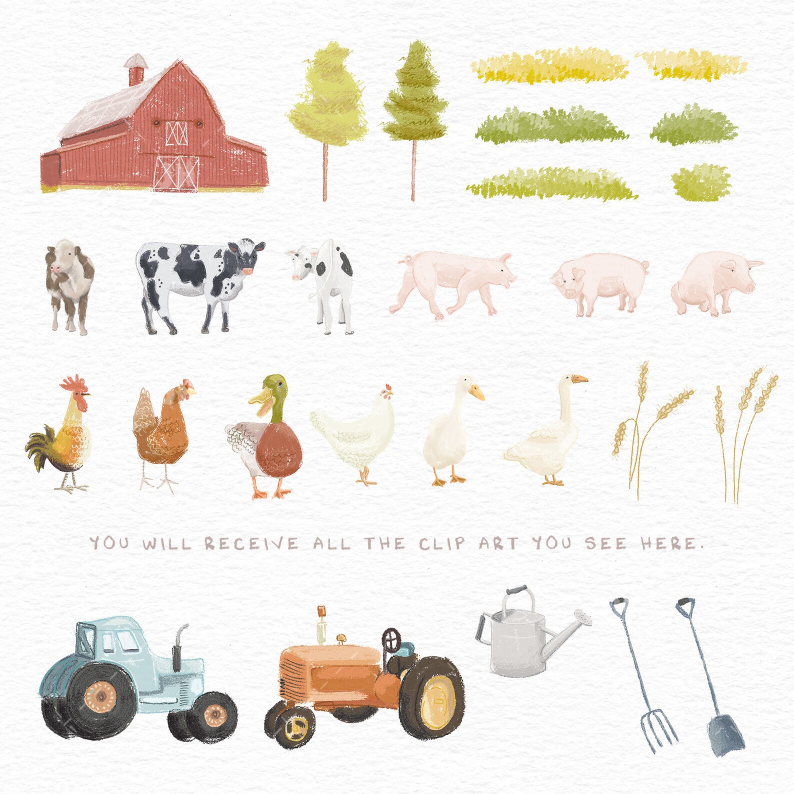 Farm Animal Clipart, Set of 28, Set Number 1, Instant Downloadable ...