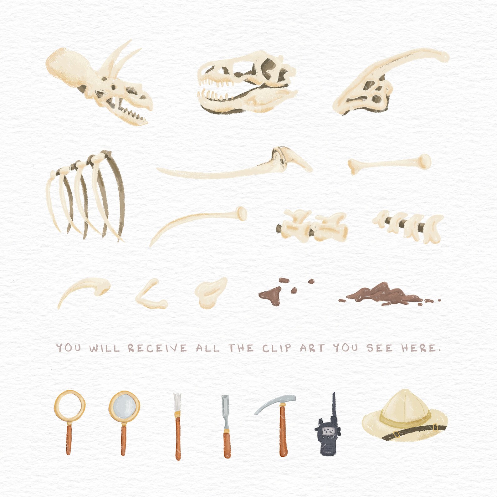 Dinosaur Dirt Dig Clip Art, 21 Individual Images, Instant Downloadable ...