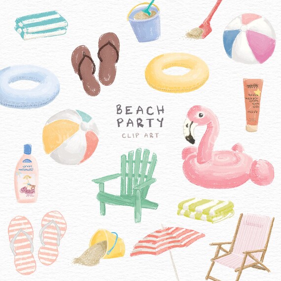 Beach Party Set of 32 Clip Art Files Instant Downloadable | Etsy