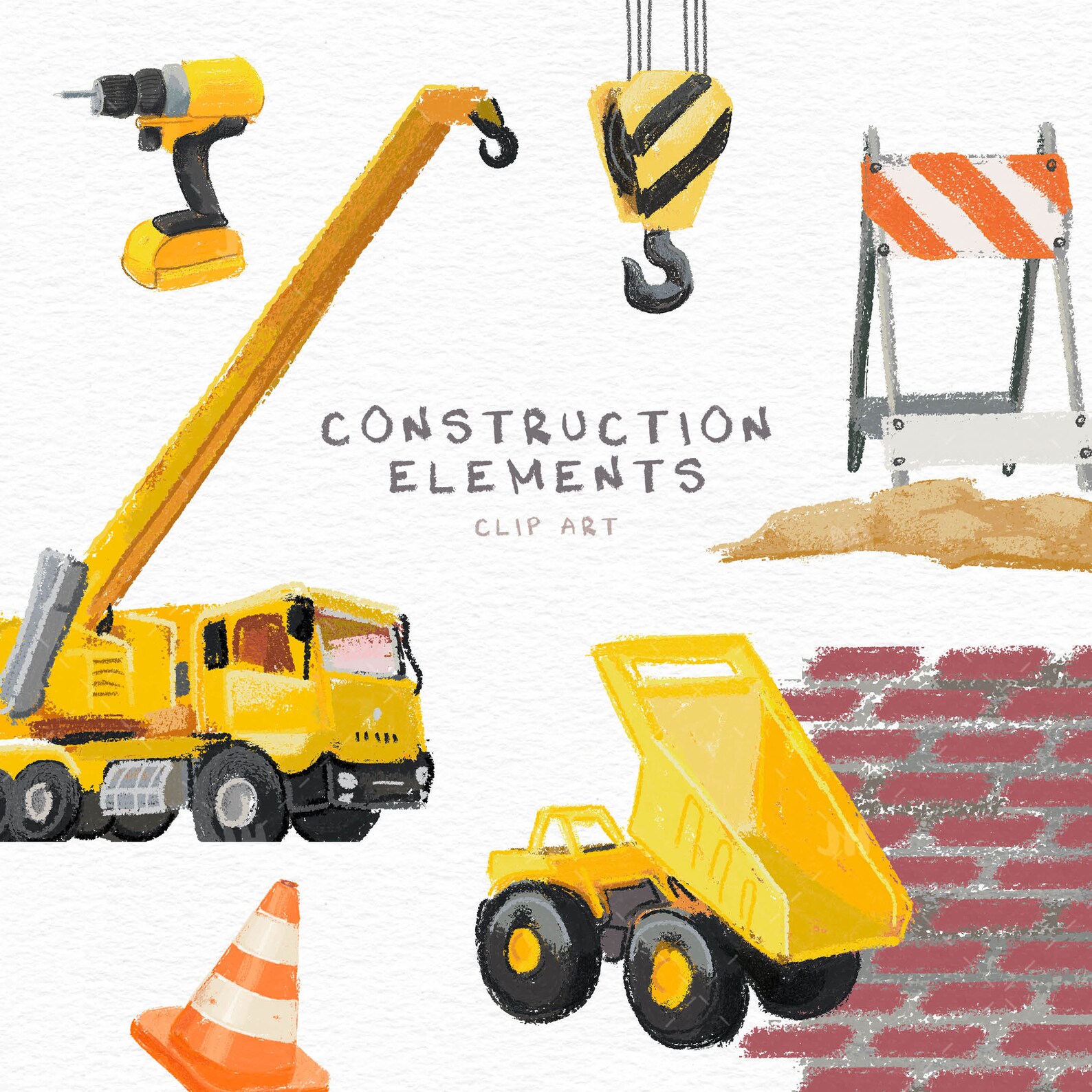 Construction Elements Clip Art - Clip Art for Construction Party, Baby ...