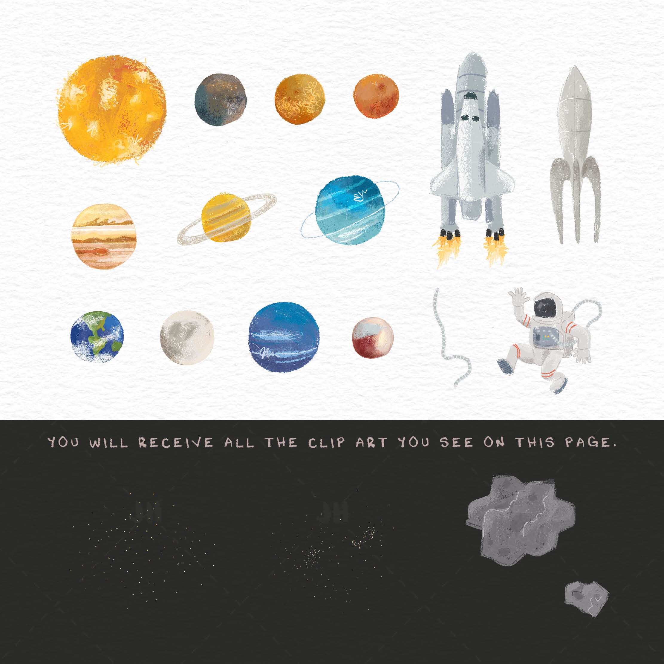 Solar System Clip Art, 18 Images, Instant Downloadable Clipart Files ...