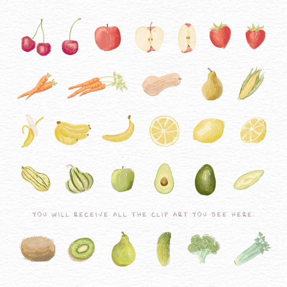 Fruits and Veggies Clip Art Set 1 Clip Art for Cooking or - Etsy