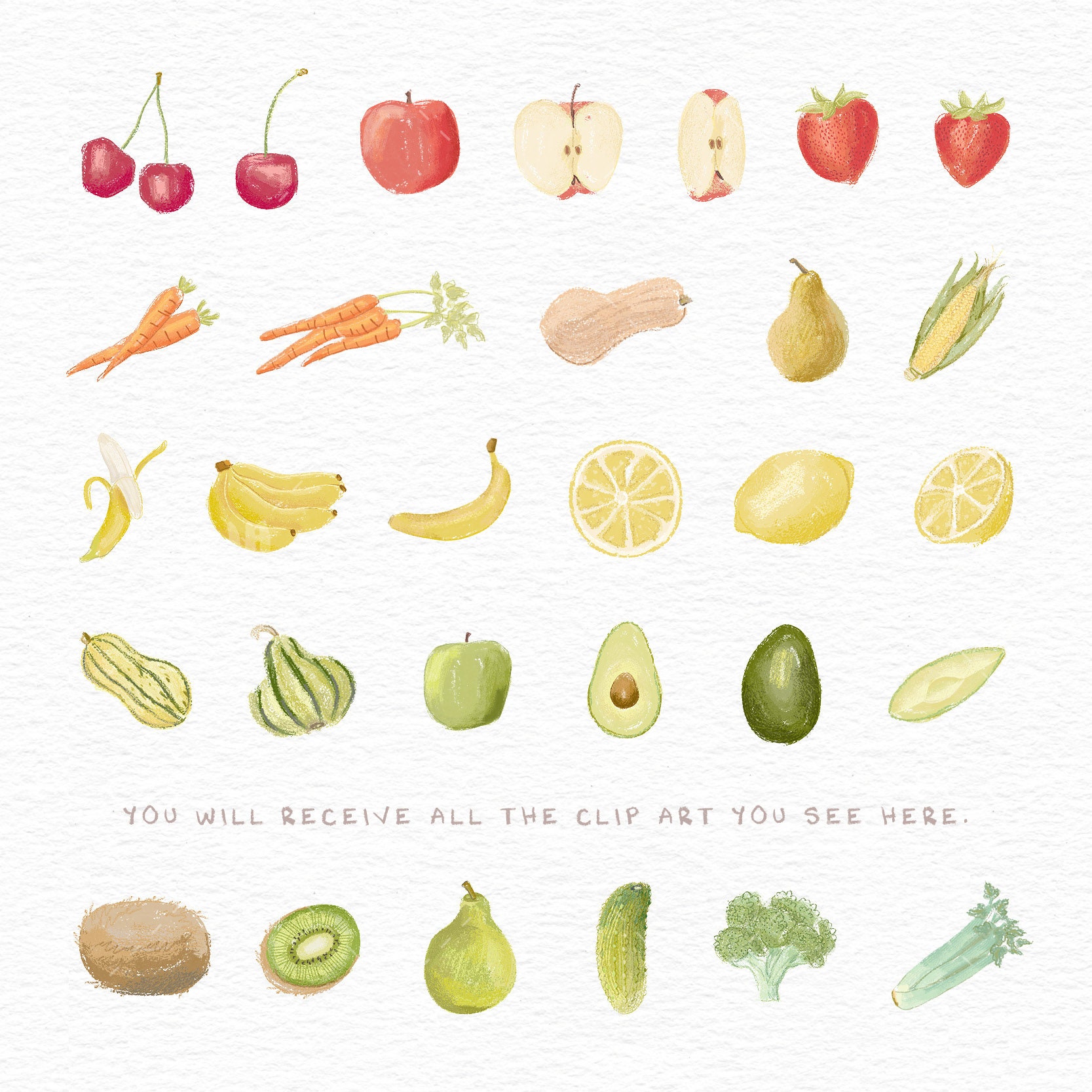 Fruits and Veggies Clip Art - Set #1 - Clip Art for Cooking or Cook ...