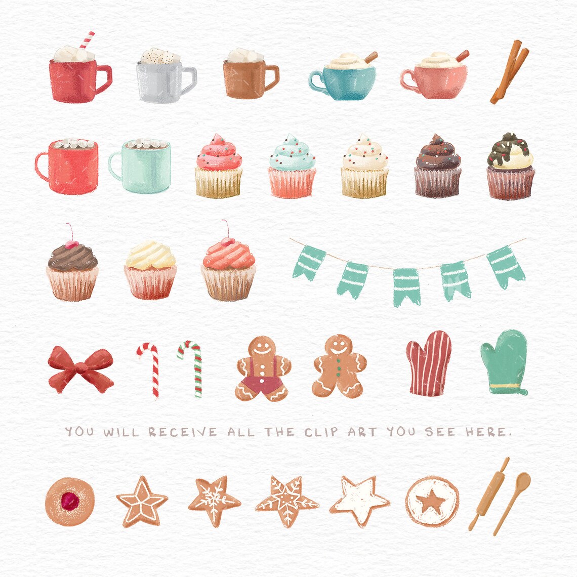 Christmas in the Kitchen Clip Art Set, Christmas Baking Clip Art ...