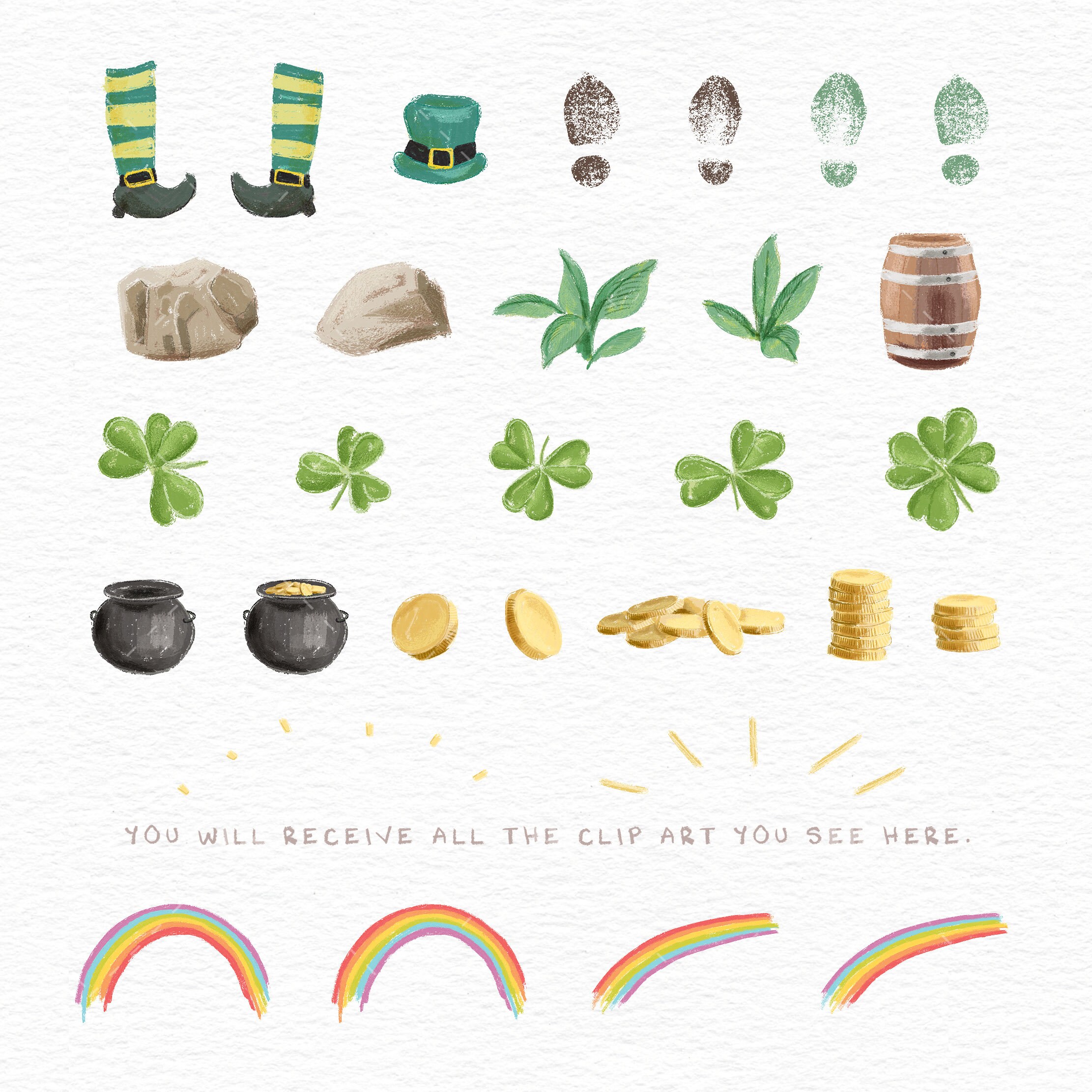 Sneaky Leprechaun and His Treasure Clip Art, Instant Downloadable ...