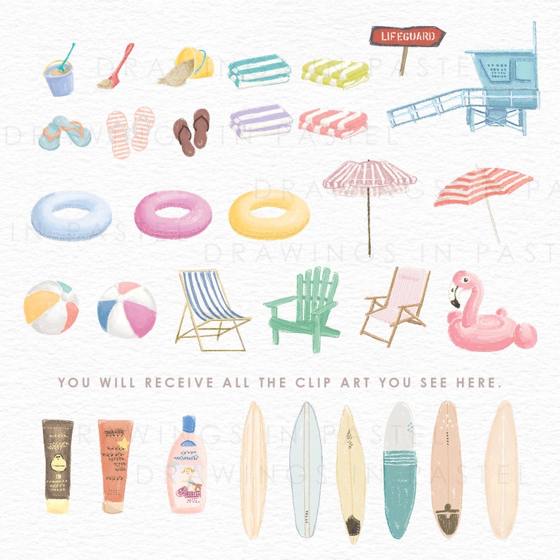 Beach Party, Set of 32 Clip Art Files, Instant Downloadable Clipart ...