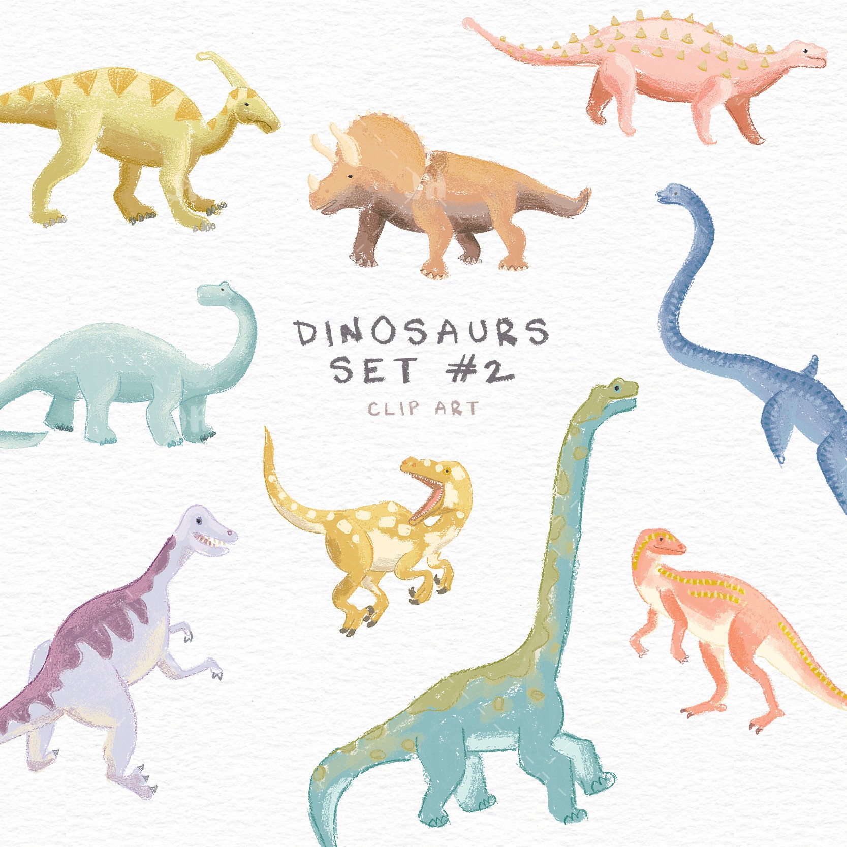 Dinosaurs Clip Art Set 2, 13 Different Dinosaurs, Set Number 1, Instant ...