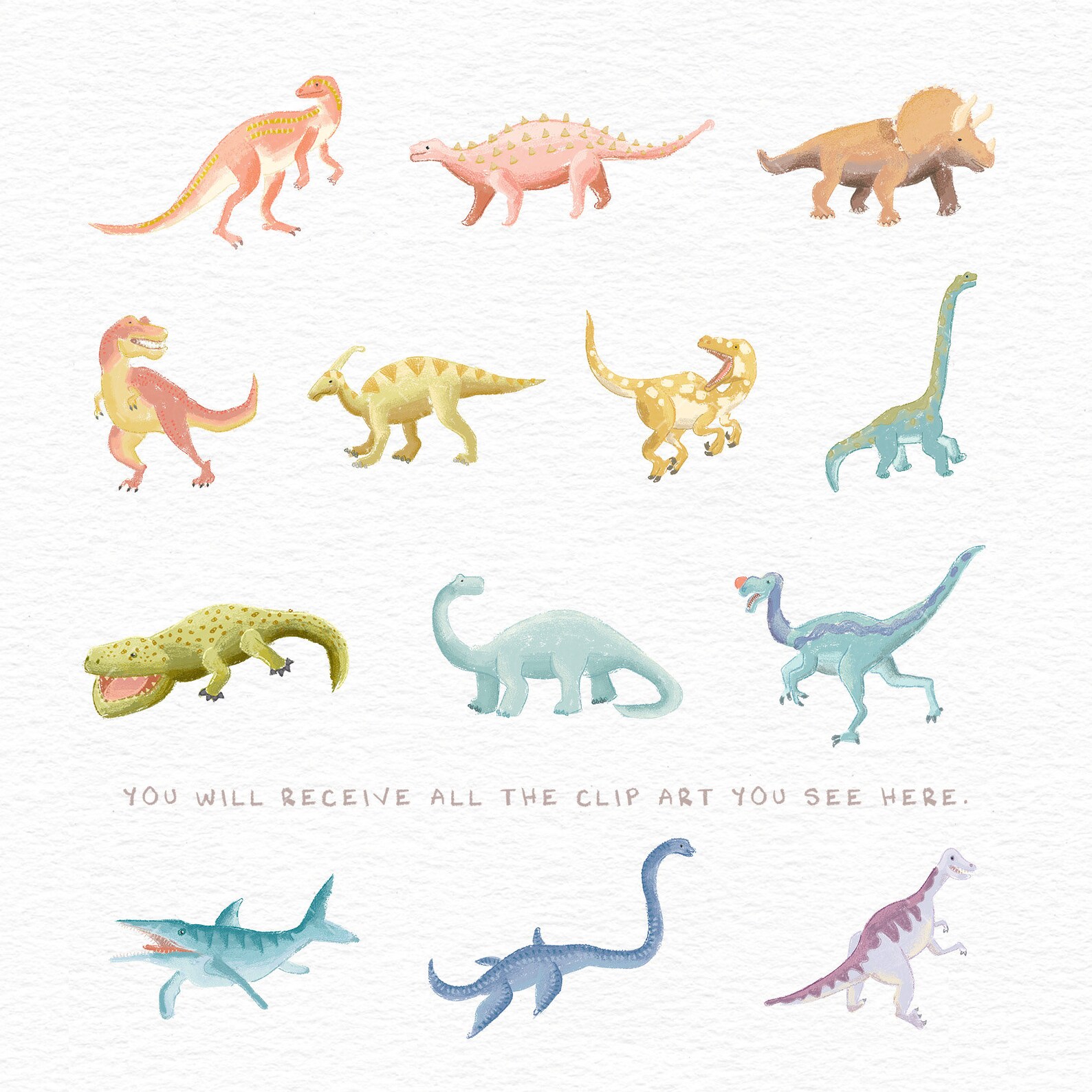 Dinosaurs Clip Art Set 2, 13 Different Dinosaurs, Set Number 1, Instant ...